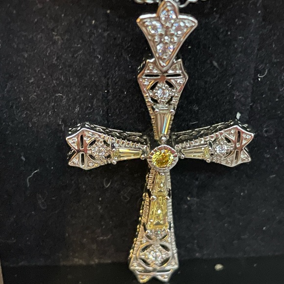 Xavier | Jewelry | Xaviar Designer Cross Filigree With Canary Yellow ...